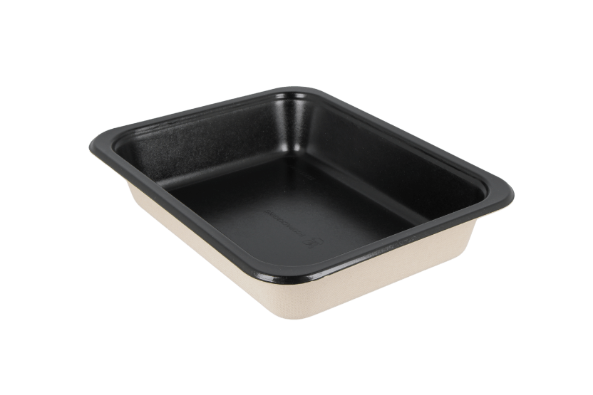 Sugar cane menu tray 227x178x44mm 1compartment black CPET – TakeAware.nl