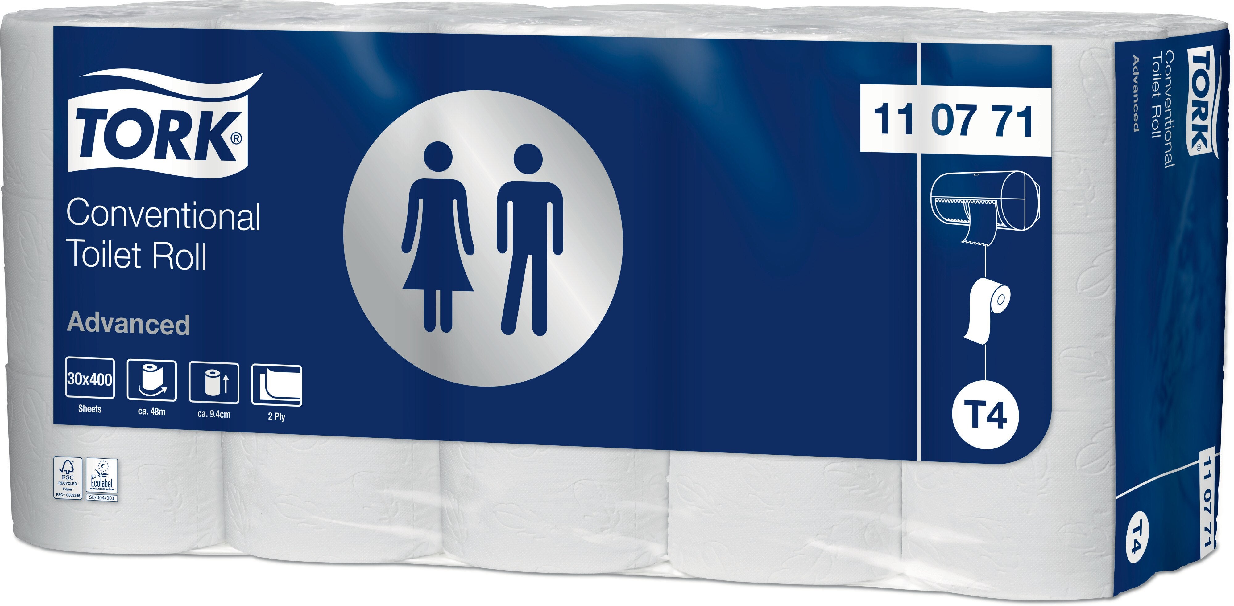 Tork® T4 Conventional Toilet Paper 2-Ply 30 x 400 Sheets Advanced Whit ...
