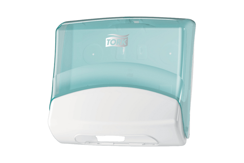 Tork® W4 Folded Cleaning Cloth Dispenser Wall-Mounted White and Turquo ...